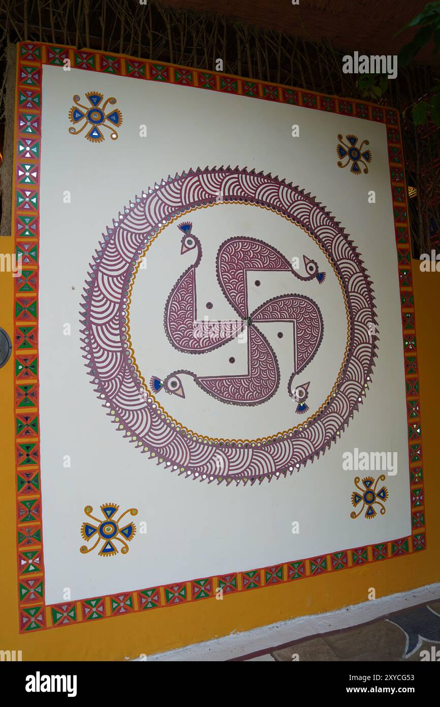 Folk art on outer wall of Art Gallery. Cultural Village - AADIVART ...