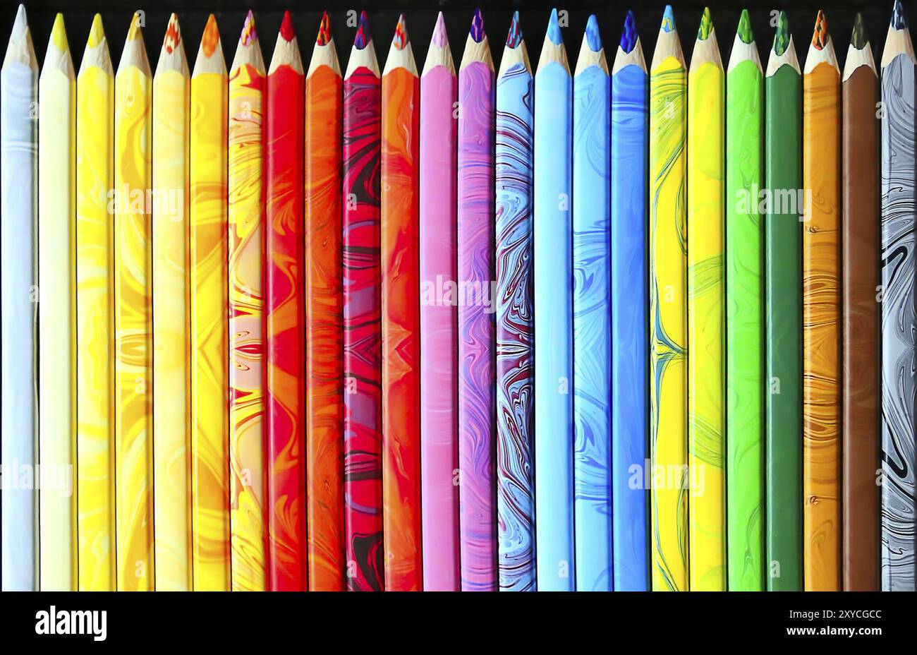 Bright background with set of color pencils Stock Photo - Alamy