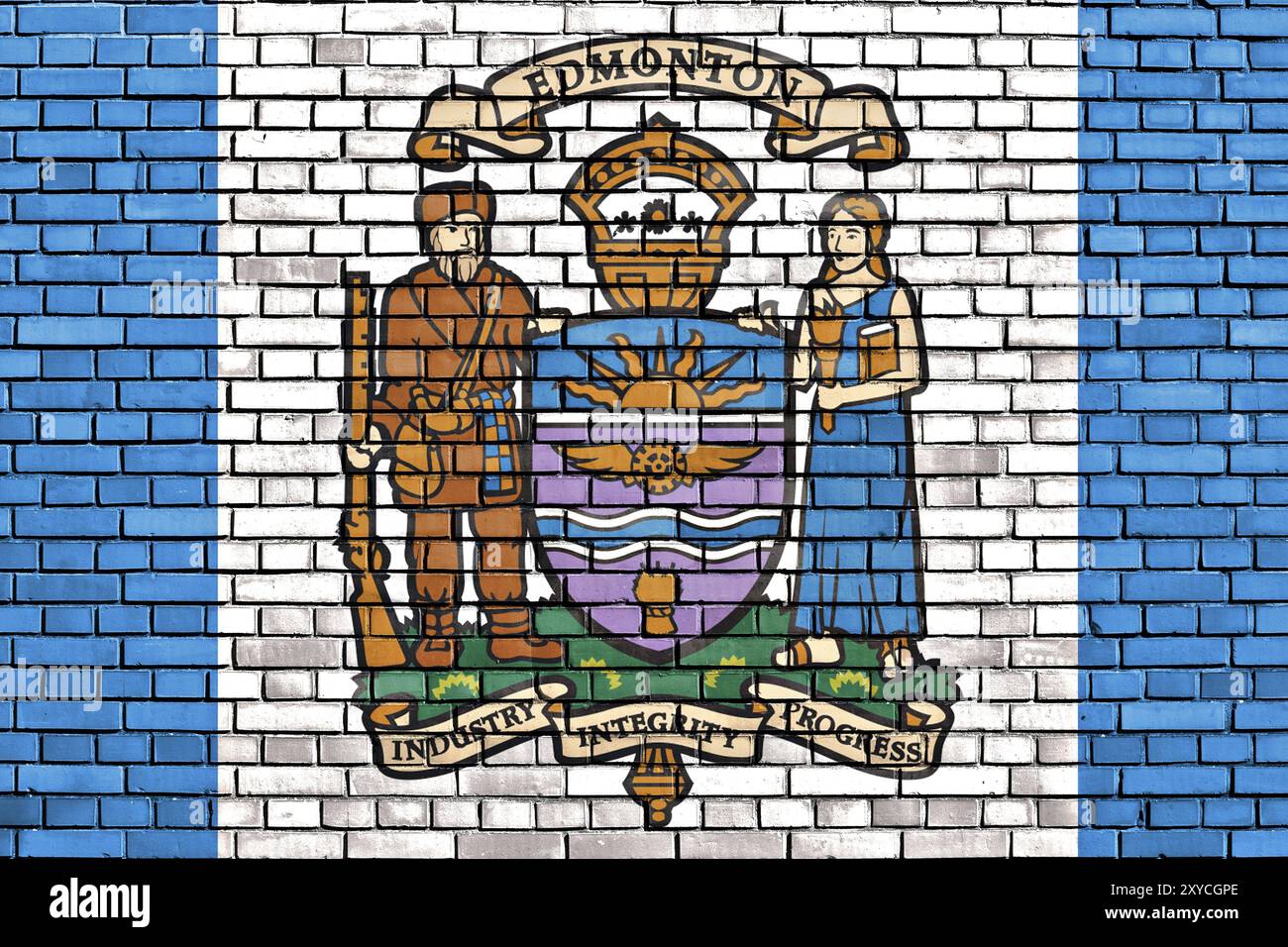 Flag of Edmonton painted on brick wall Stock Photo - Alamy