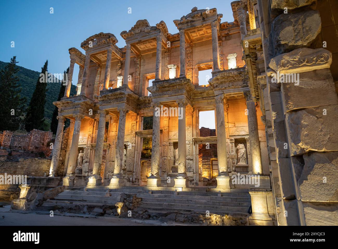 Celsus library in the Ancient City of Ephesus with its magnificent view ...