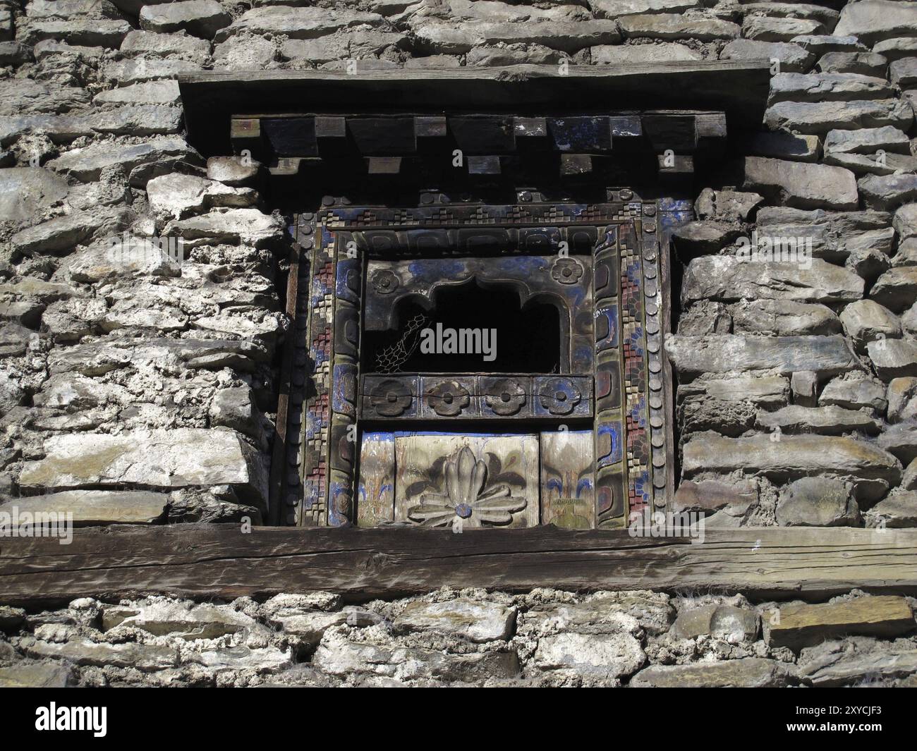 Beautiful antique window photographed in Manang, Nepal, Asia Stock ...