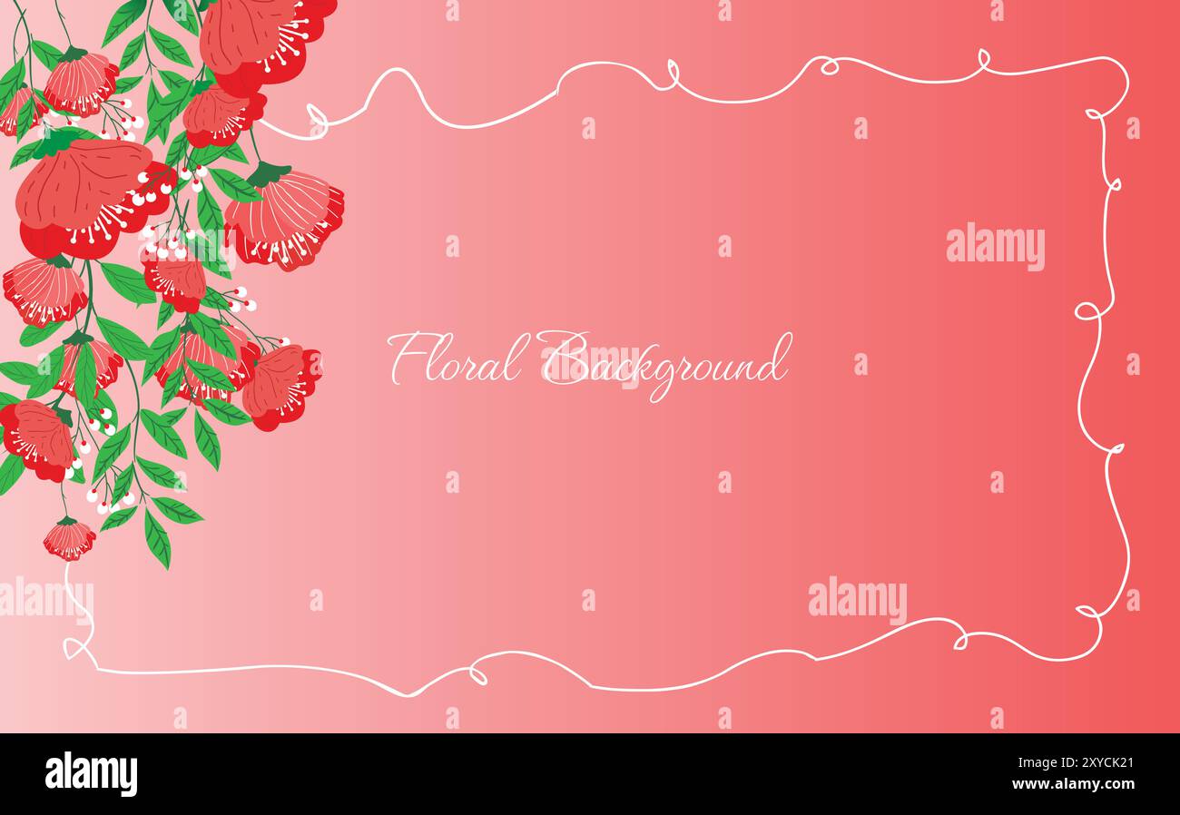 Gradient red floral background with border Stock Vector Image & Art - Alamy