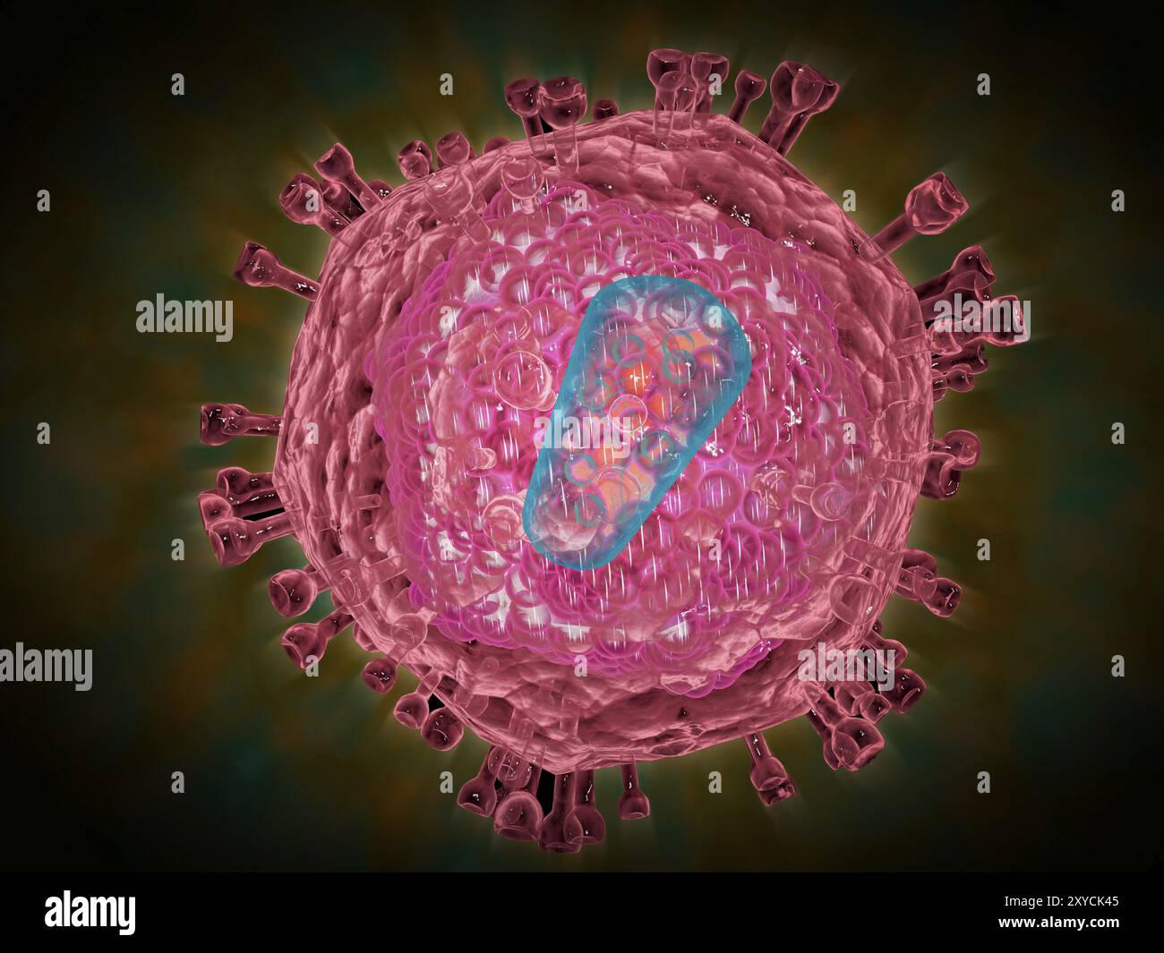 Cluster of HIV virus. HIV is the human immunodeficiency virus that can ...