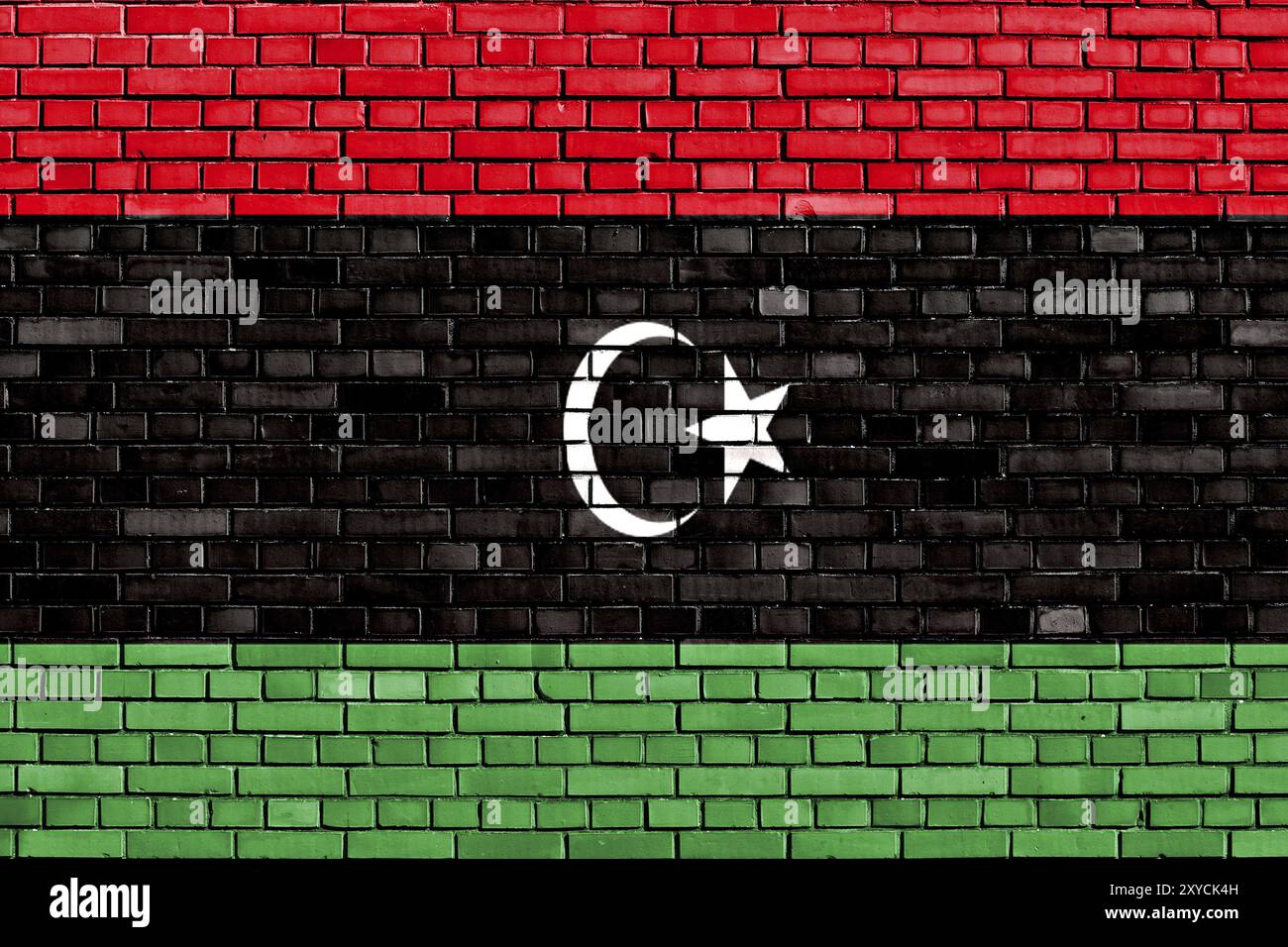 Flag of Libya painted on brick wall Stock Photo - Alamy