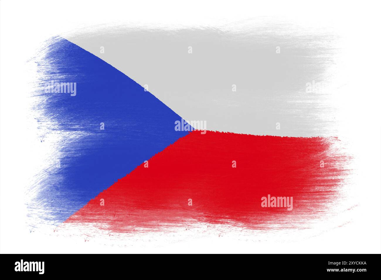 The Czech flag, Painted grunge flag, brush strokes. Isolated on white ...