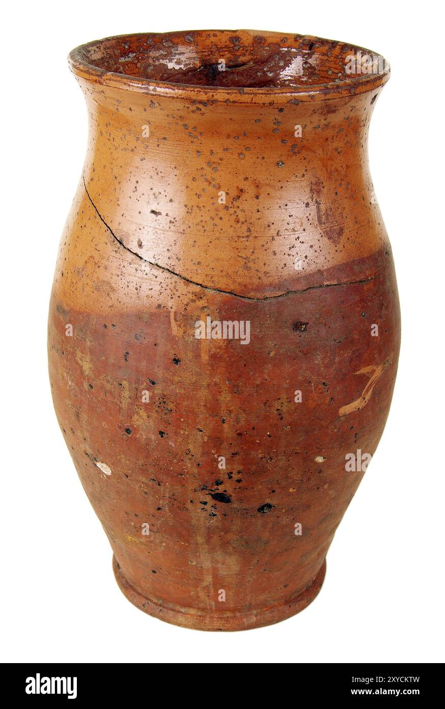 Clay pot of manual work. It is possible to store milk or other liquid ...