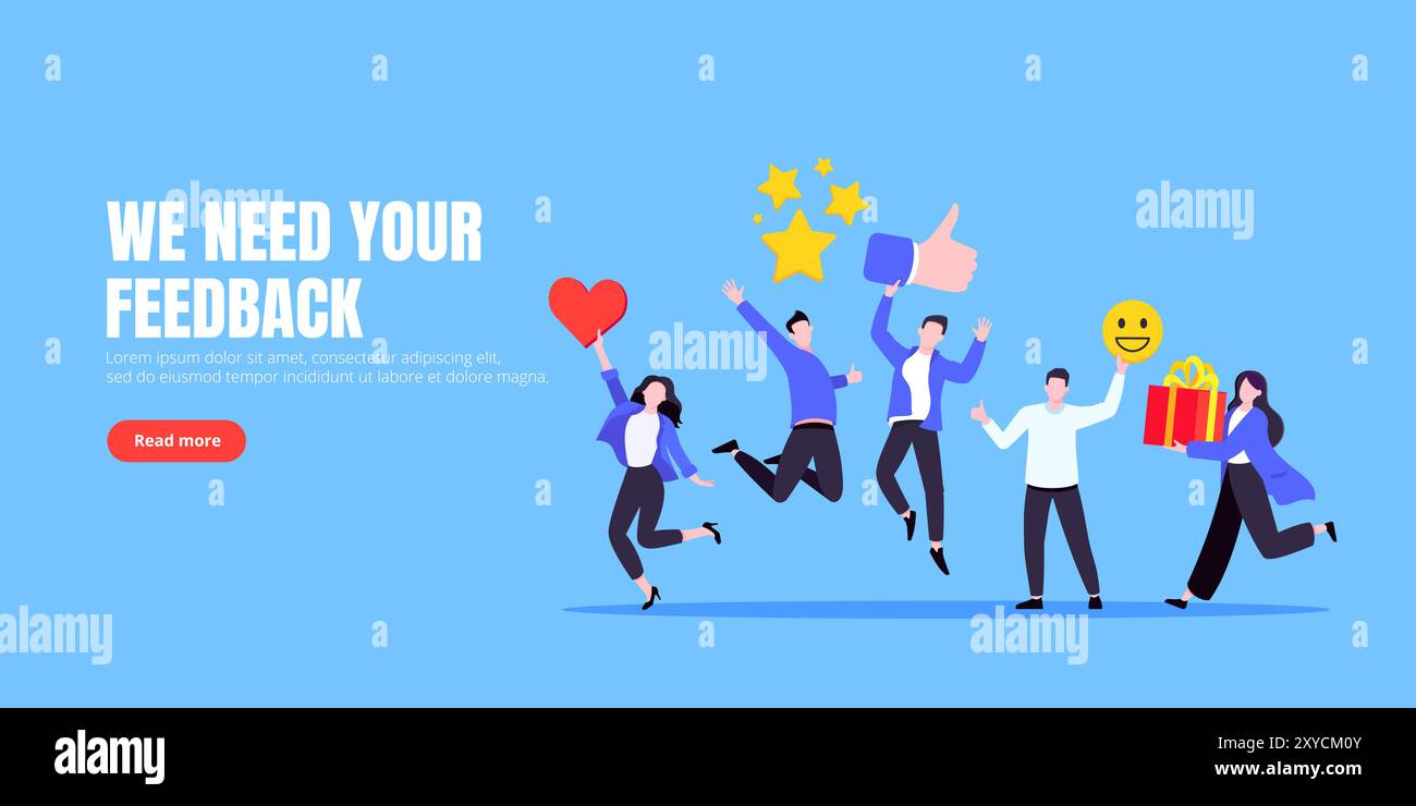 Employee feedback work satisfaction survey business concept flat vector ...