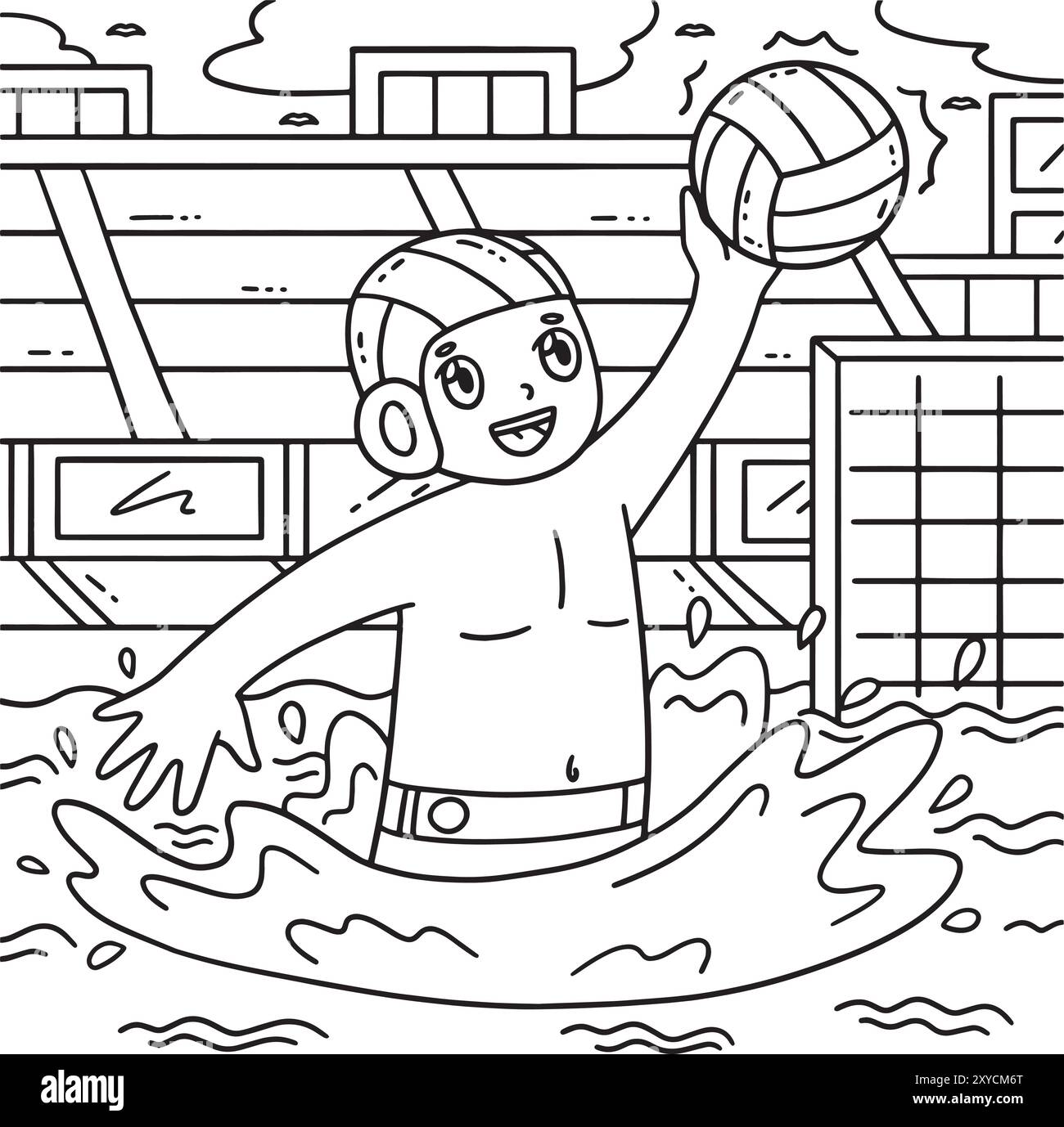 Water Polo Player Catching Ball Coloring Page Stock Vector Image & Art ...