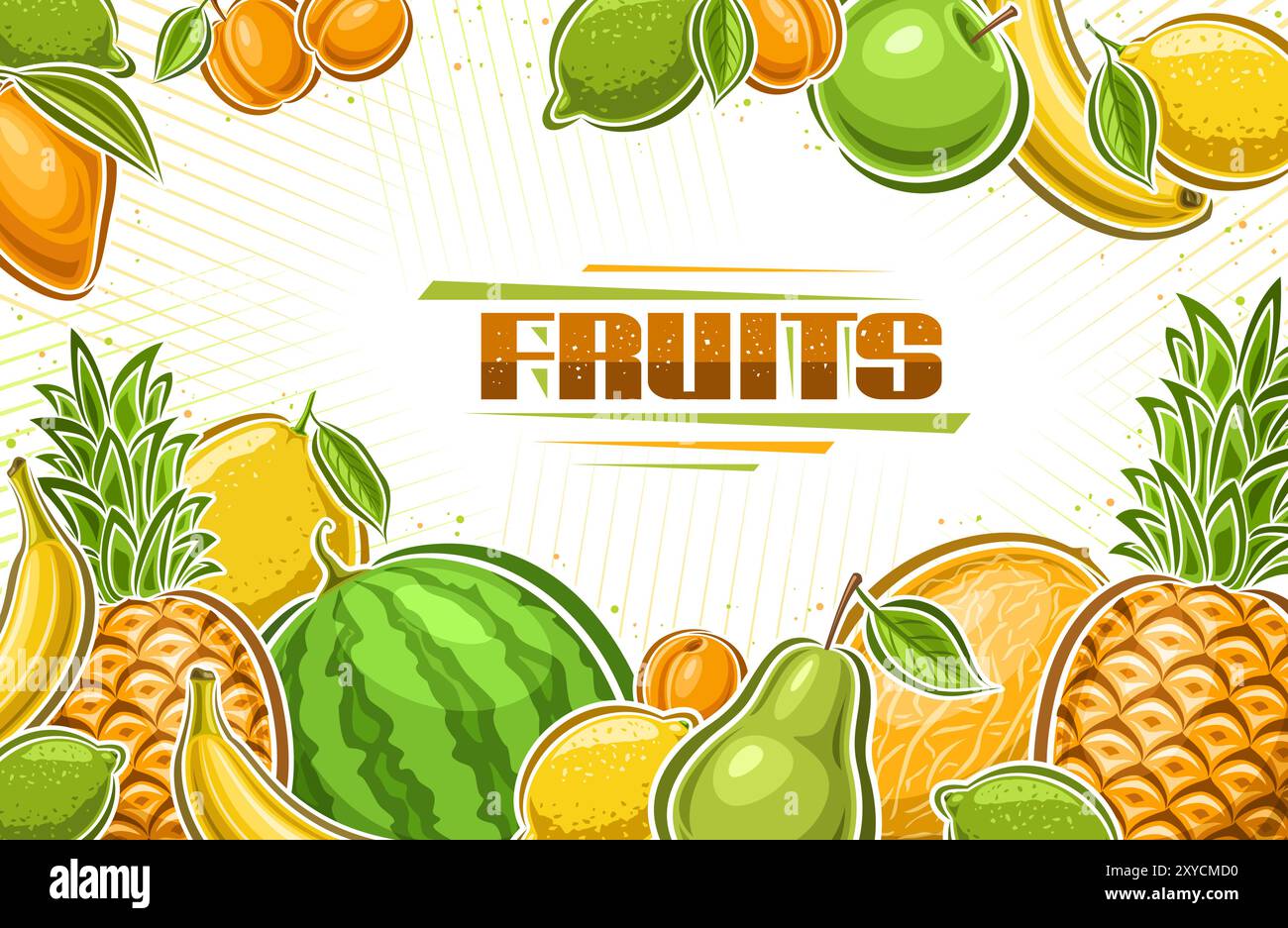 Vector Fruits illustration with copy space for text, decorative ...