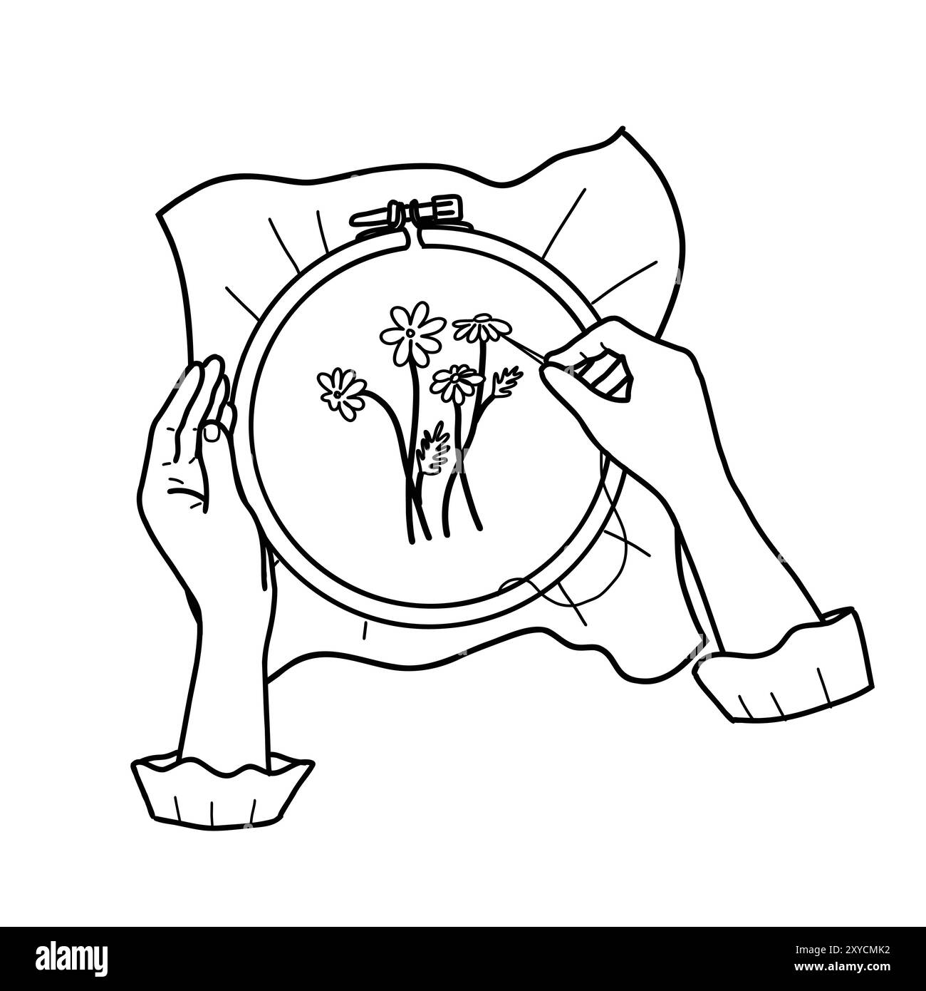 Woman embroidering in art Stock Vector Images - Alamy
