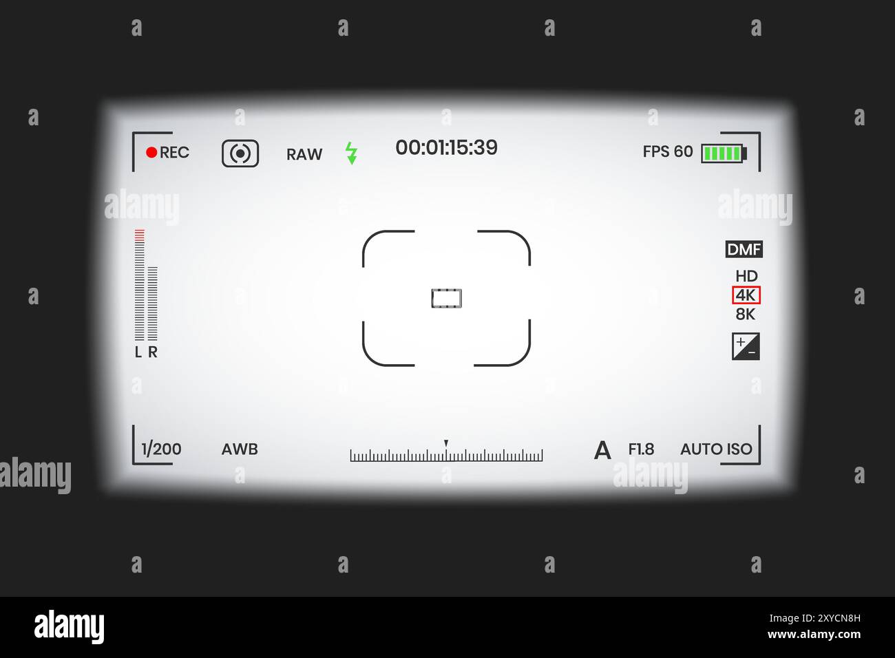 Camera viewfinder video or photo frame recorder flat style design ...