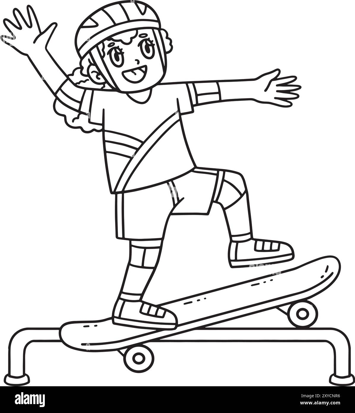 Skateboard Child Grinding on Rail Isolated Stock Vector Image & Art - Alamy