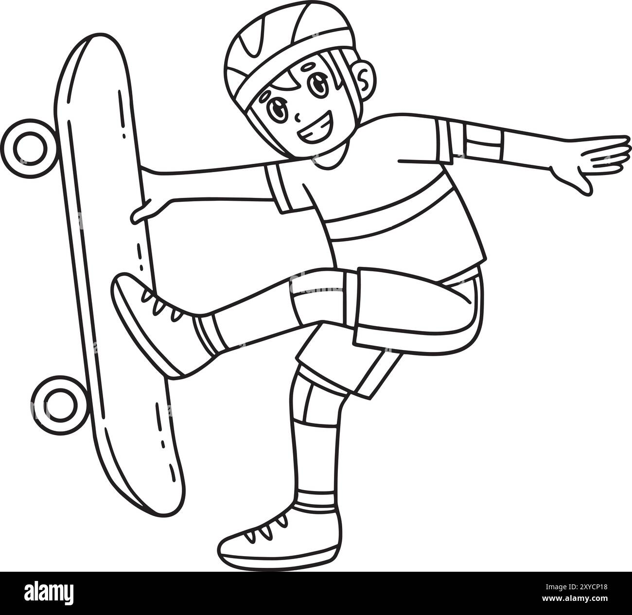 Skateboard Boy Doing Foot Plant Isolated Coloring Stock Vector Image ...