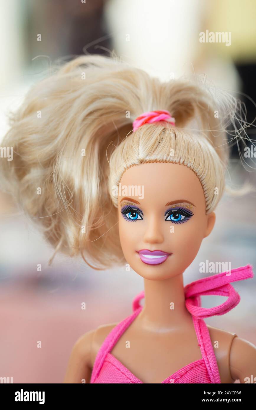 Close-up of a Barbie Doll Face with Blonde Hair Stock Photo - Alamy