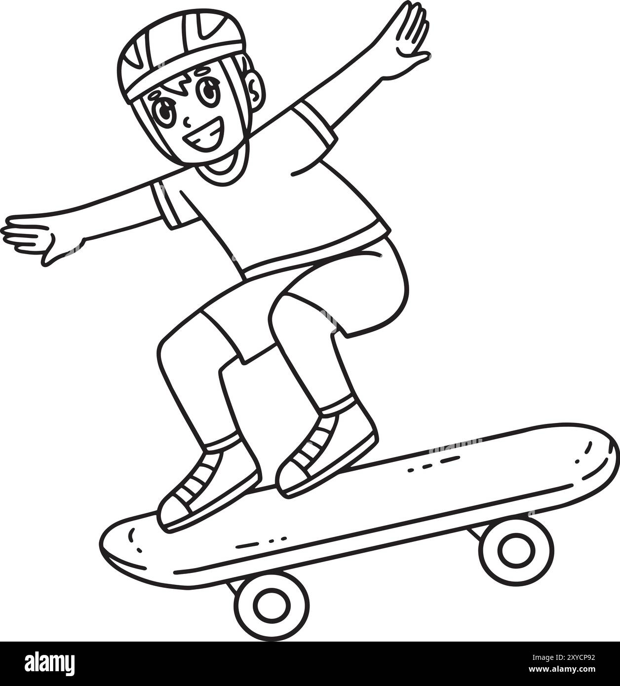 Skateboard Child Jumping Down Isolated Coloring Stock Vector Image ...