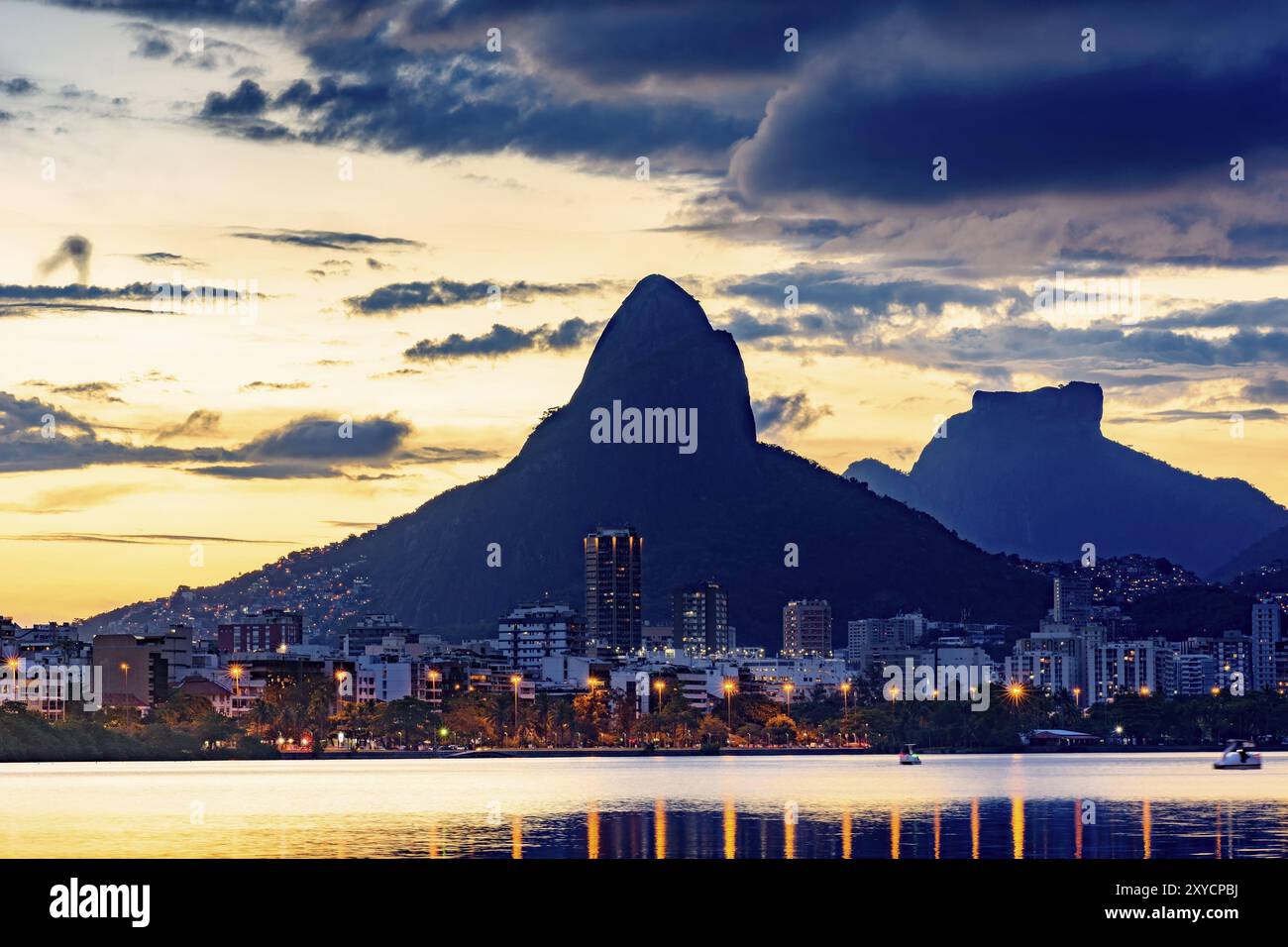 Buildings of the neighborhood of Leblon with the Two Brothers hill ...