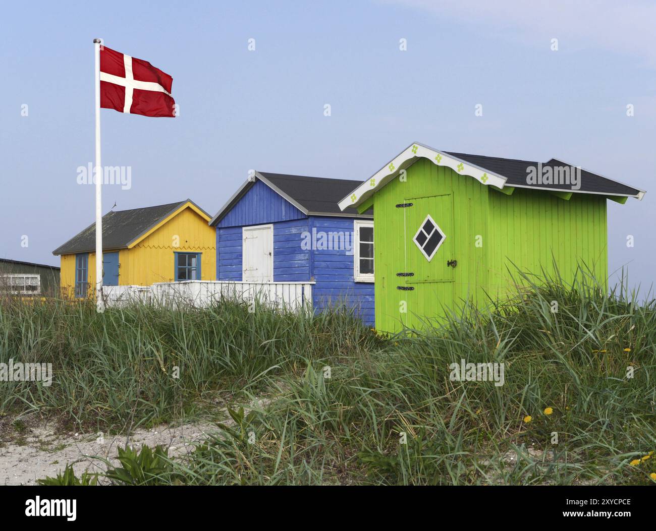 Beach with seating huts hi-res stock photography and images - Alamy