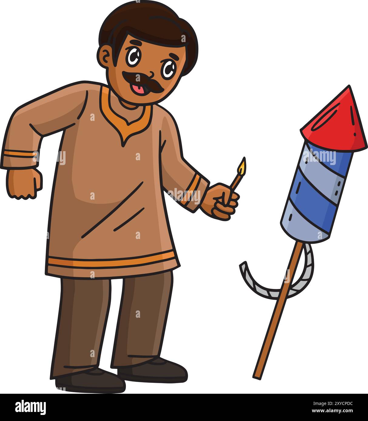 Diwali Dad Lighting Firecracker Cartoon Clipart Stock Vector Image ...