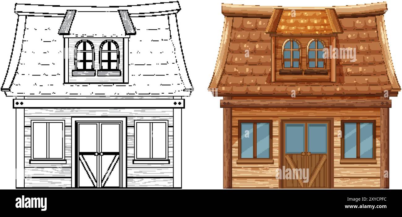 Charming wooden house in Stock Vector Images - Alamy