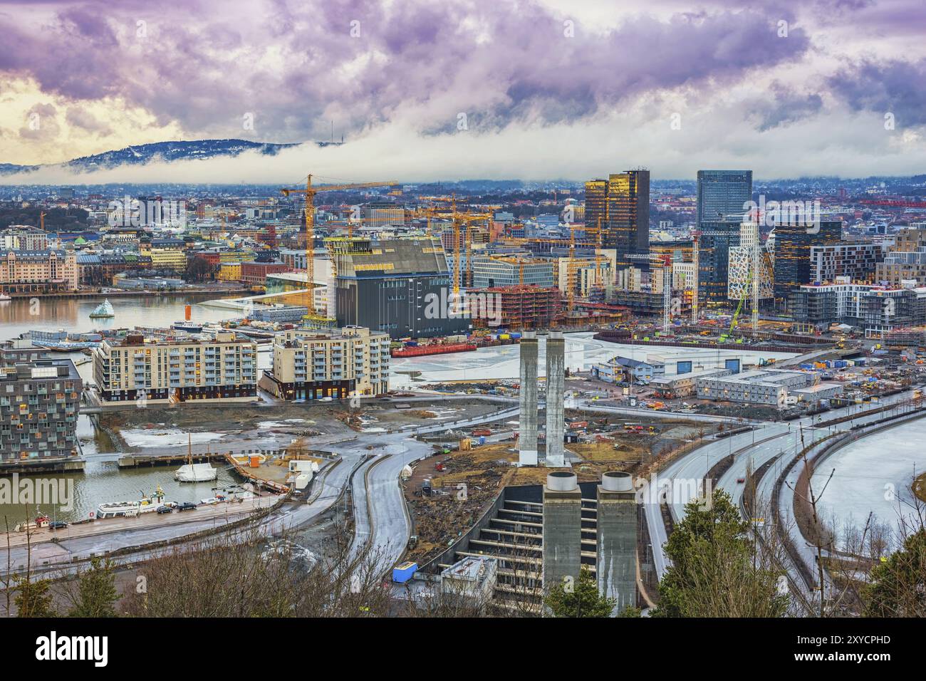 Oslo Norway, city skyline at business district and Barcode Project ...