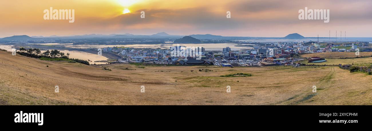 Jeju Island South Korea, panorama nature landscape sunset at Jeju city ...