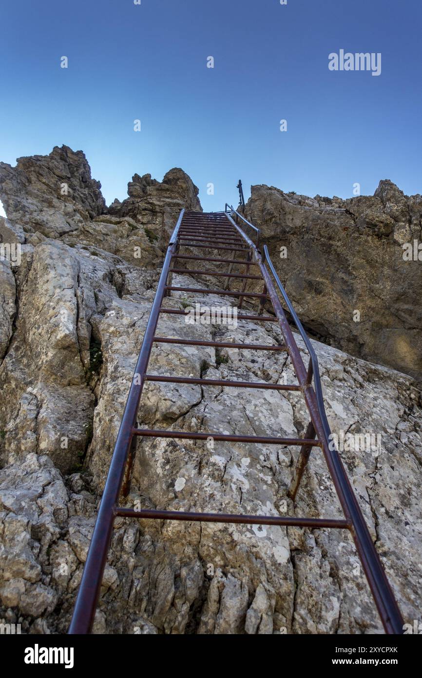 Steel ladder on the via ferrata Mittenwald Stock Photo - Alamy