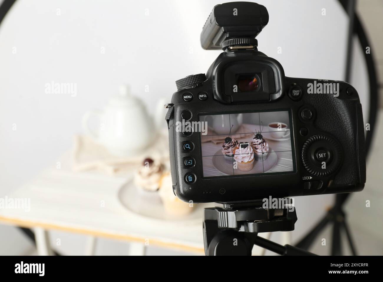 Shooting food with professional camera in photo studio, selective focus ...