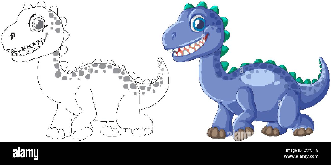 Colorful and outlined dinosaur for children Stock Vector Image & Art ...