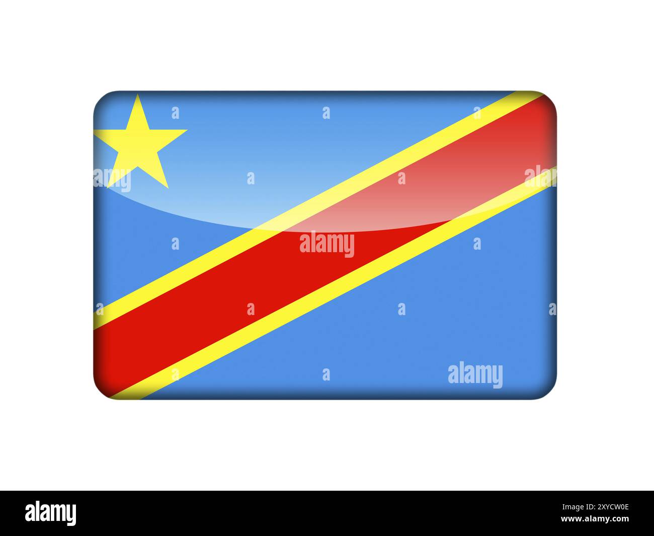 The Democratic Republic of the Congo flag in the form of a glossy icon ...