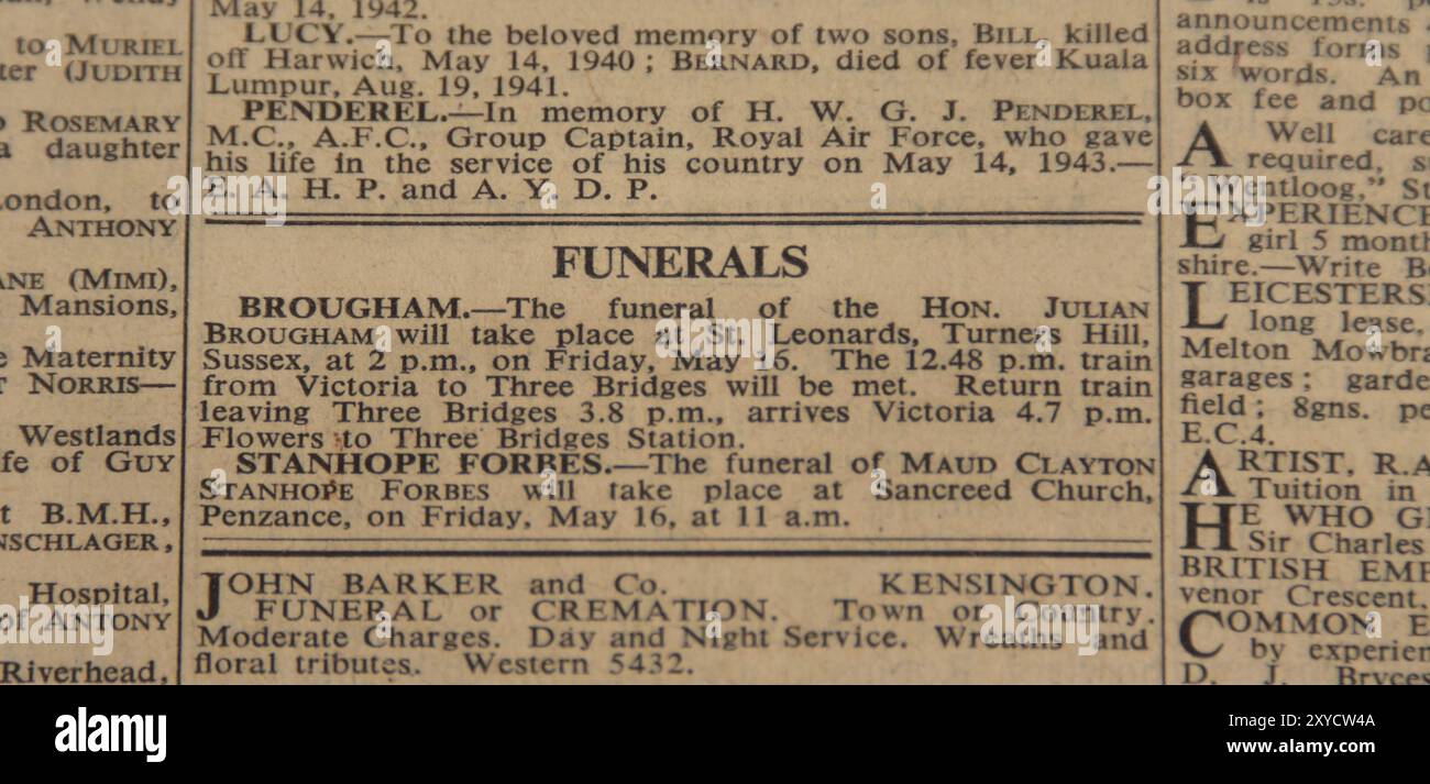 Close up of tiny print in a 1952 copy of the Times newspaper features ...