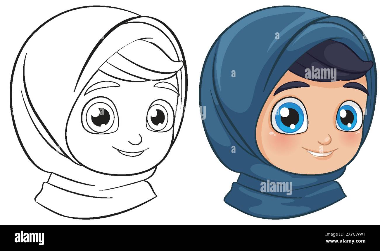Cute character illustration with a headscarf Stock Vector Image & Art ...