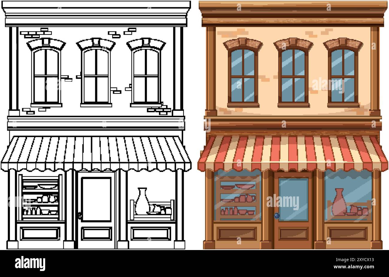 Detailed vector of a vintage storefront Stock Vector Image & Art - Alamy