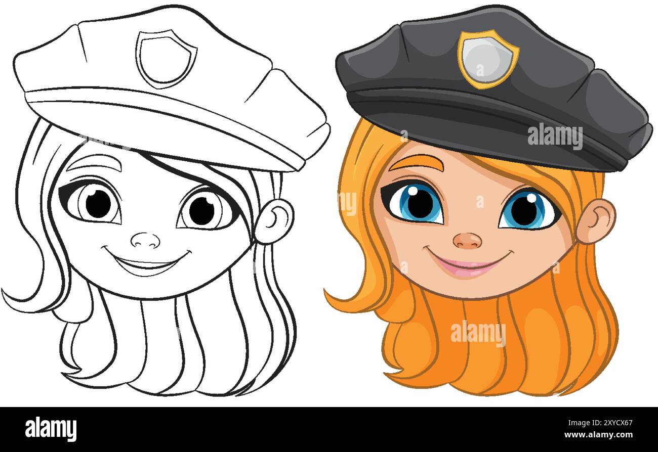 Color and outline versions of a police officer Stock Vector Image & Art ...