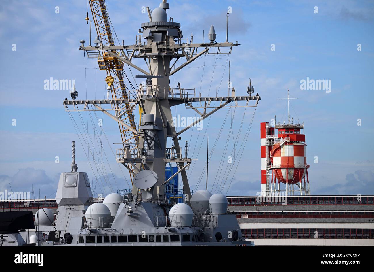 Honolulu, USA. 31st July, 2024. A Navy warship is moored in front of ...