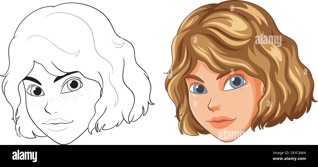 Two versions of a girl's face Stock Vector Image & Art - Alamy