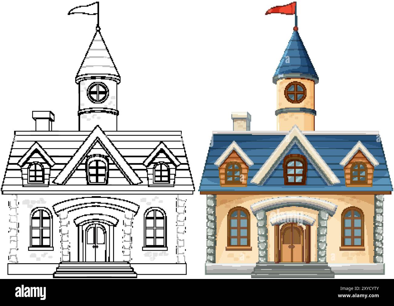 Detailed house in color and outline versions Stock Vector Image & Art ...