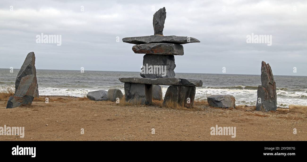 Inukshuk on Hudson Bay near Churchill Stock Photo - Alamy