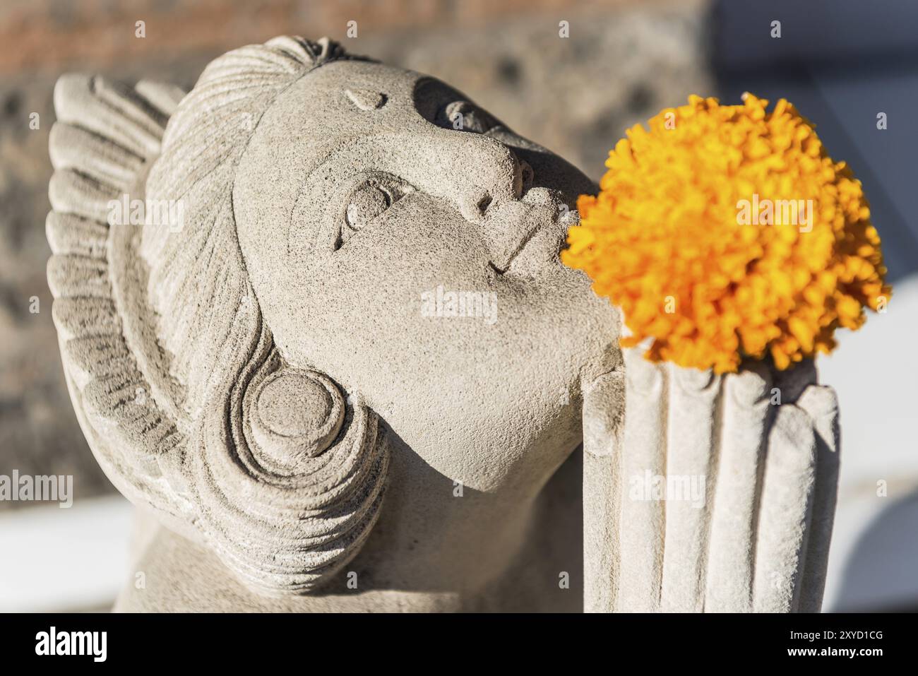 Female temple figure, head, face, woman, calm, Hinduism, relaxation ...