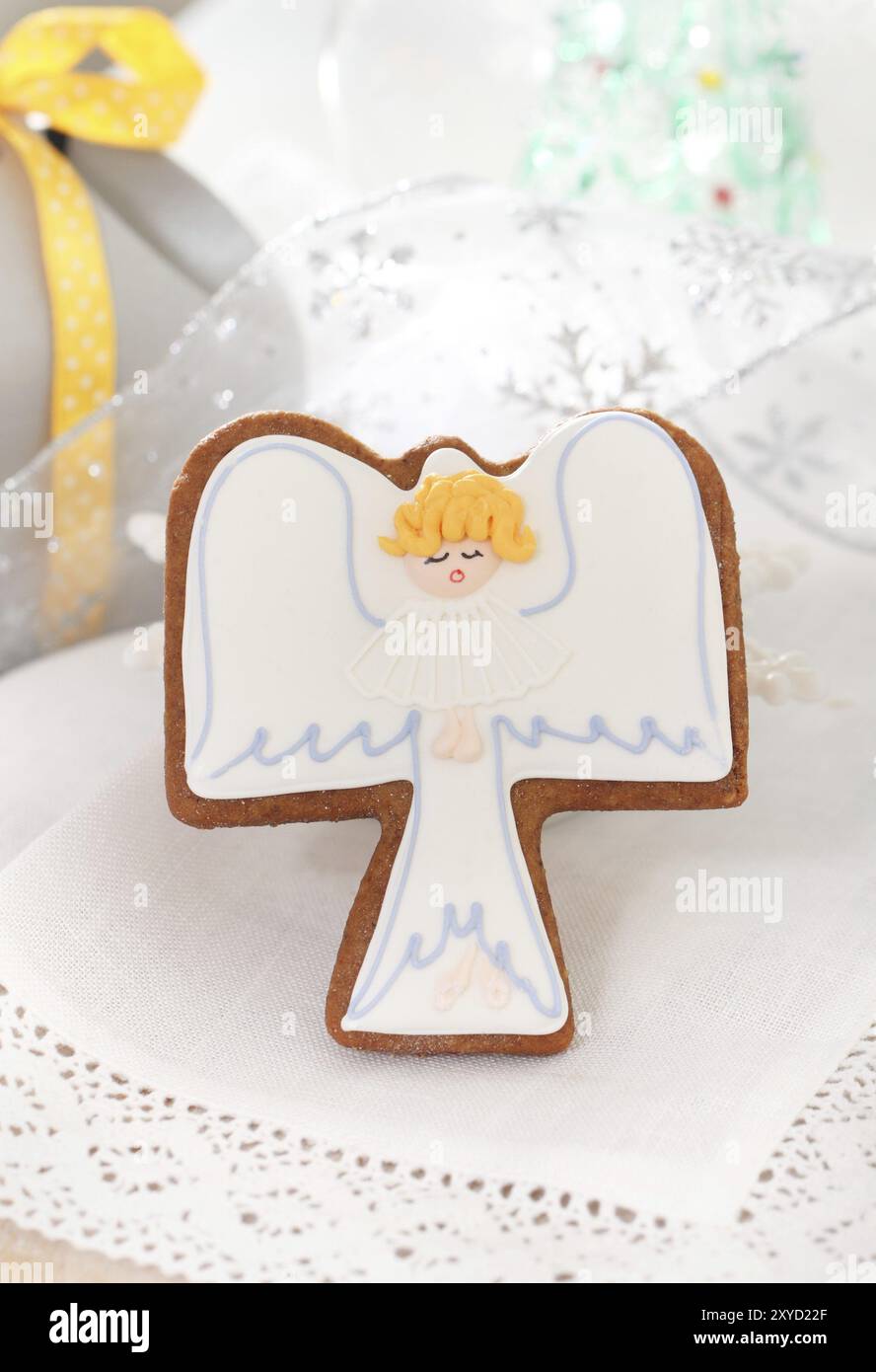 Christmas angel cookies and decorations on the white background Stock ...
