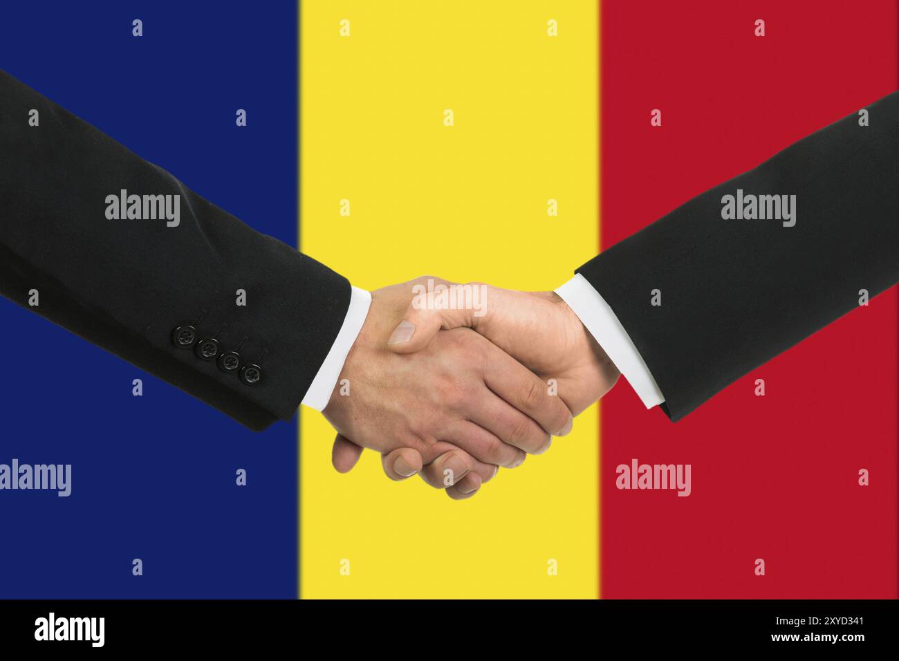 The Chad flag and business handshake Stock Photo - Alamy