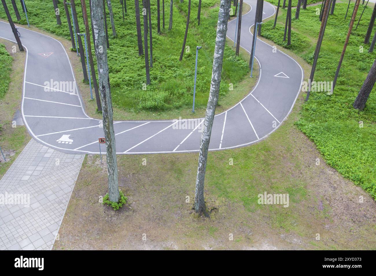 Bicycle path in the park. Top view Stock Photo - Alamy