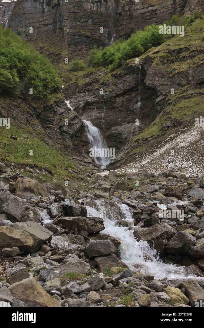 Spring scene in the Swiss Alps. Creek with waterfalls. Landscape in the ...