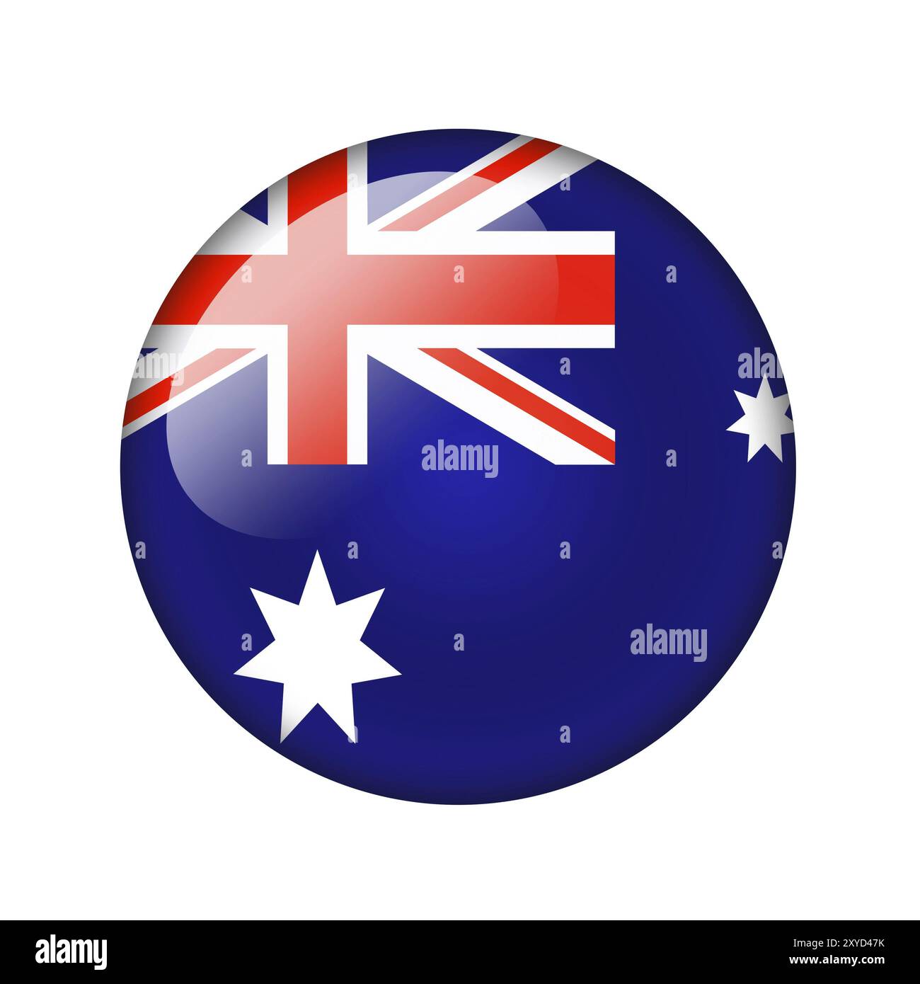 The Australian flag. Round glossy icon. Isolated on white background ...