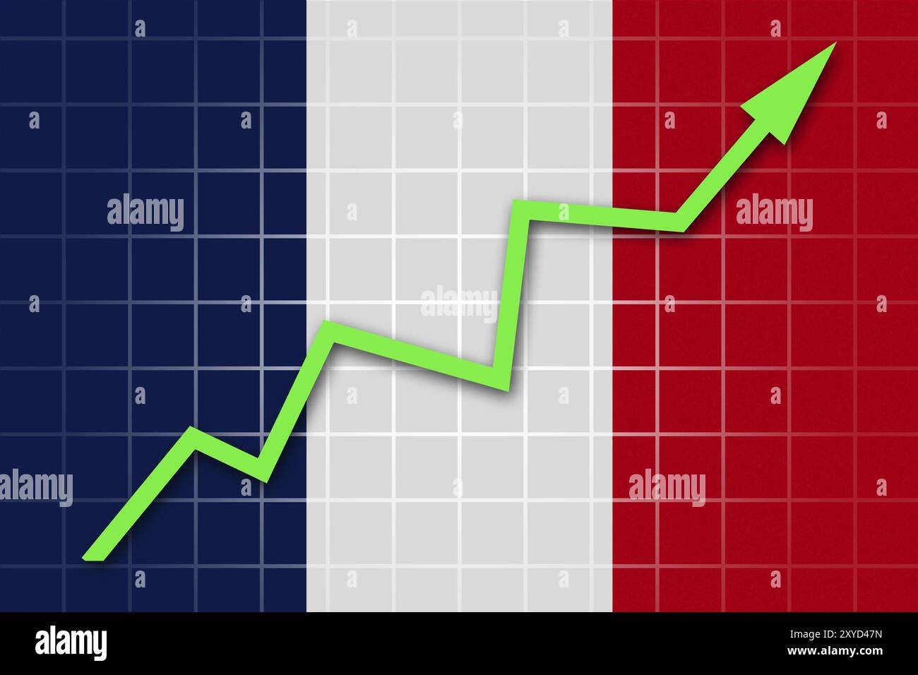 The French flag and arrow graph going up Stock Photo - Alamy