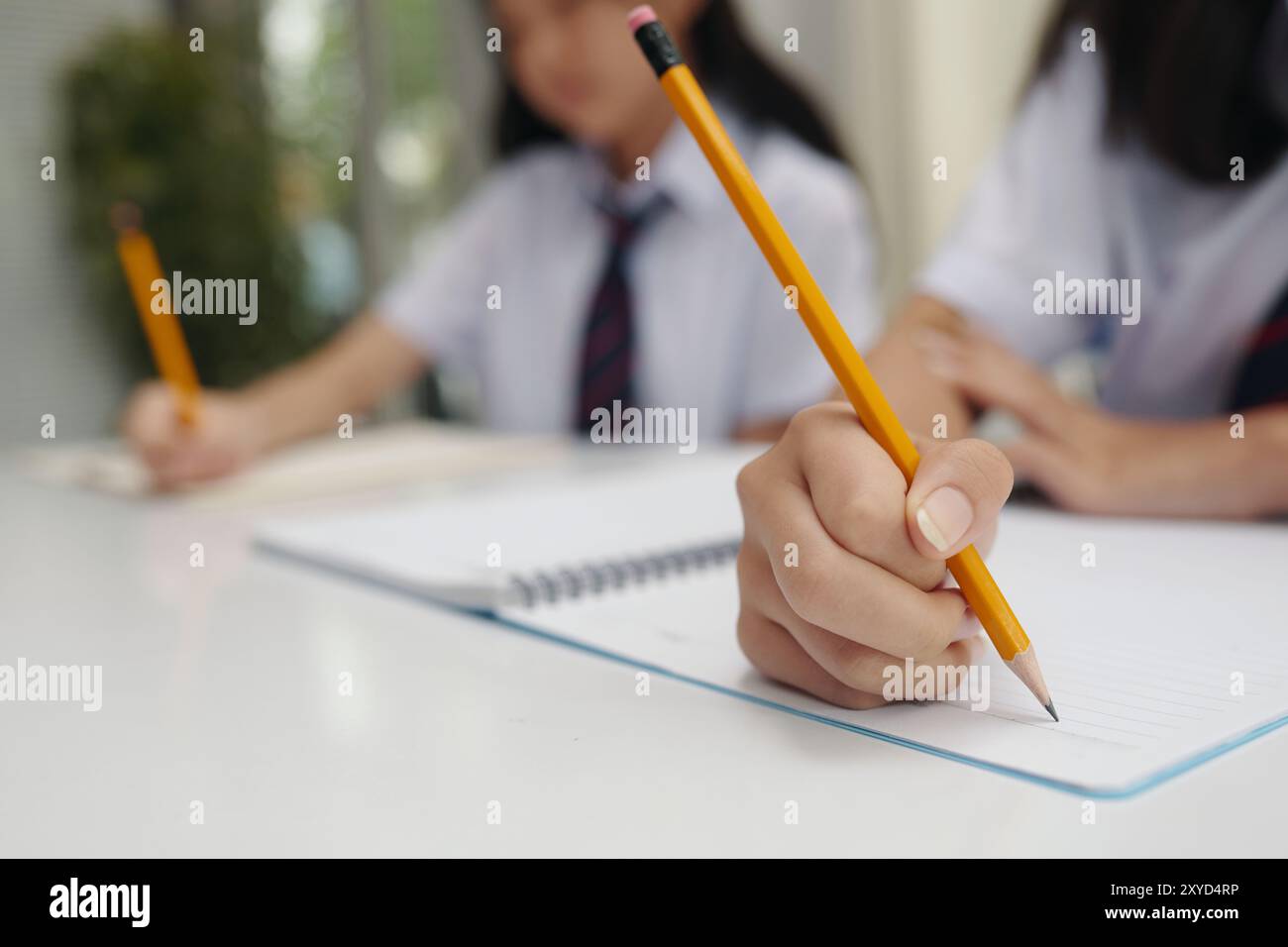 Taking Notes During Studying Session in Classroom Stock Photo - Alamy