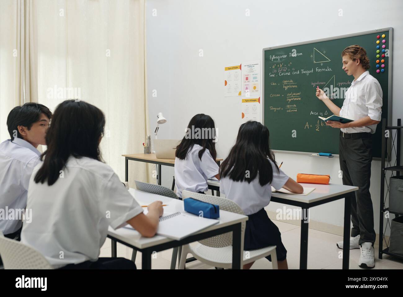 Teaching Multiracial High School Students in Classroom Setting Stock ...