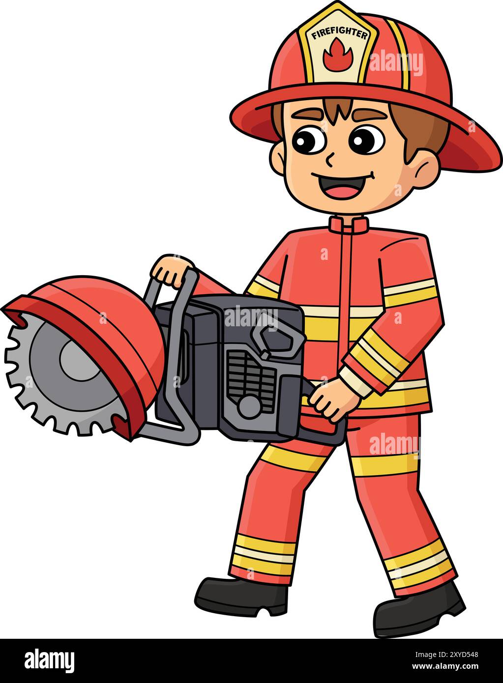 Firefighter Holding a Rescue Saw Cartoon Clipart Stock Vector Image ...