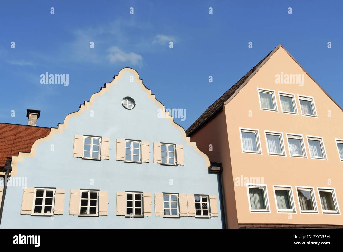 Typical colorful houses in Schongau a small german town in Bavaria ...