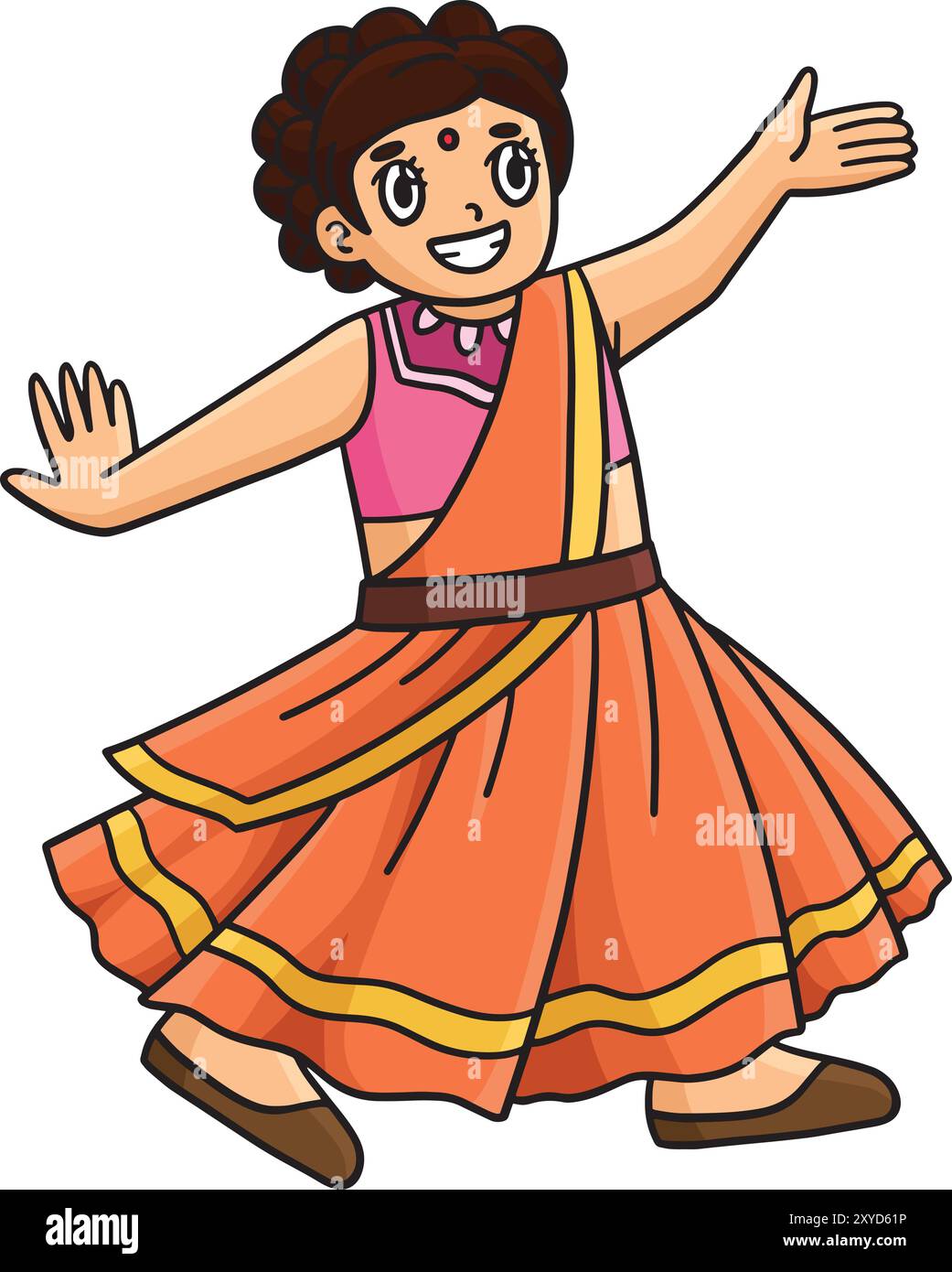 Diwali Girl Dancing Cartoon Colored Clipart Stock Vector Image & Art ...
