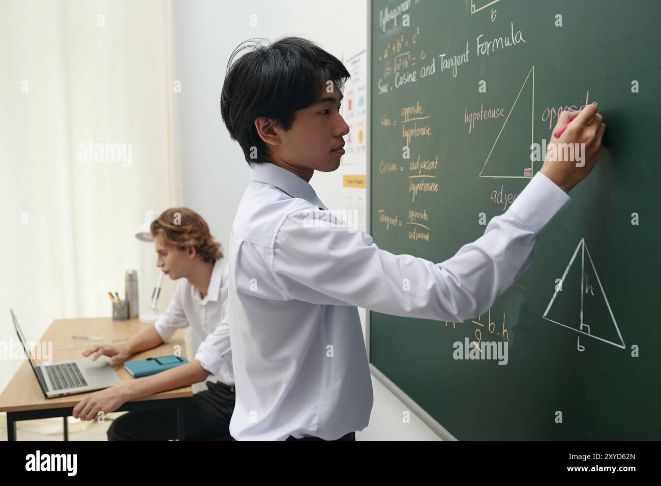Teaching Mathematical Formulas on Chalkboard in Classroom Stock Photo ...